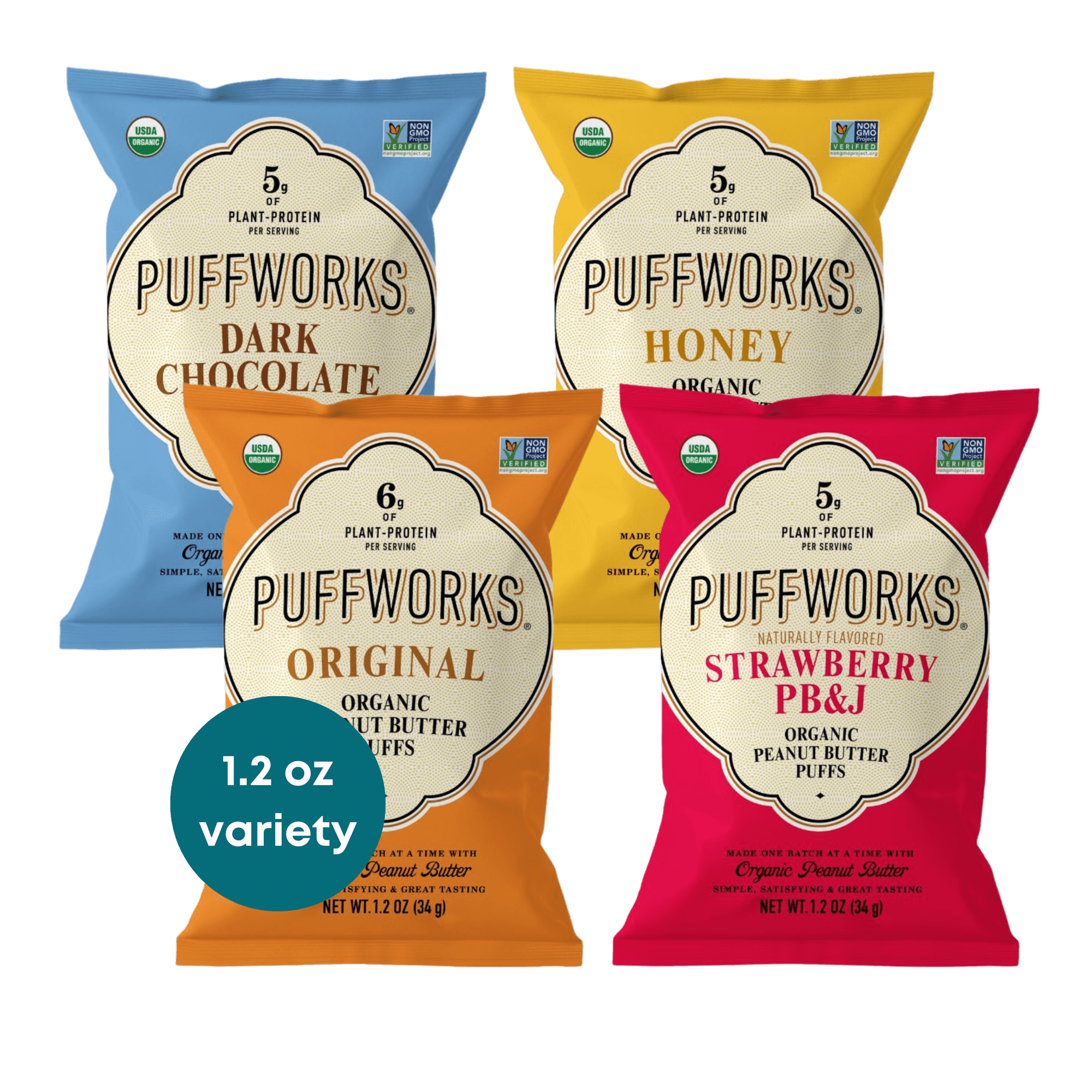 Organic Peanut Butter Puffs (Single-Serve, Variety Pack) | Puffworks