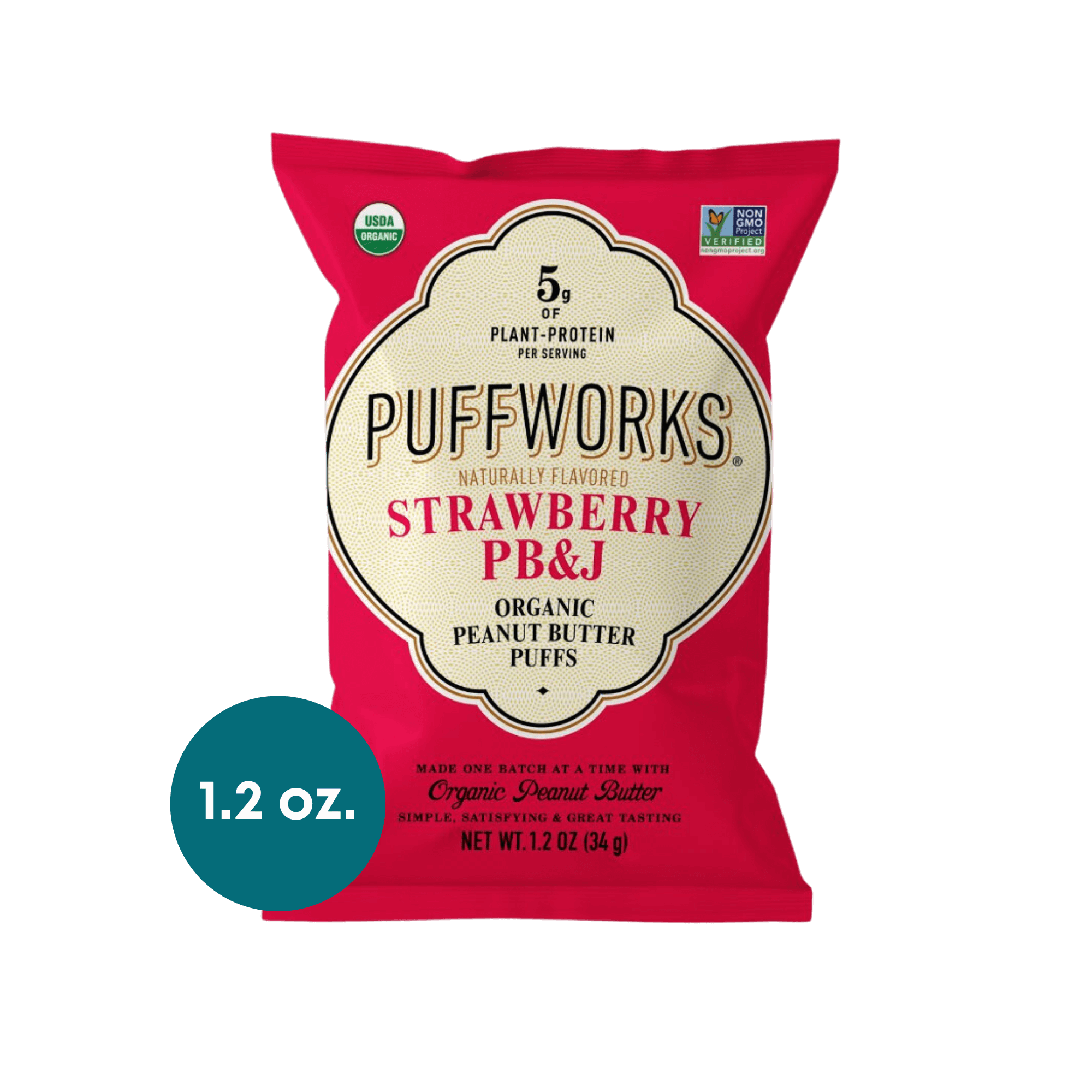 Organic Strawberry PB&J Peanut Butter Puffs - (6 pack of 1.2 oz bags ...